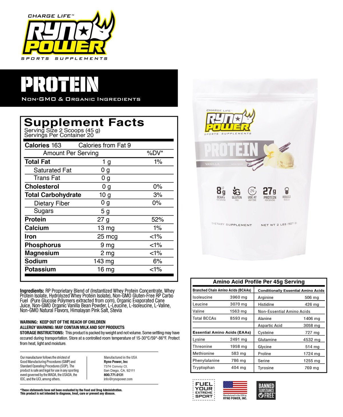 Protein Premium Ryno Power Whey Vanilla Powder – Moto1